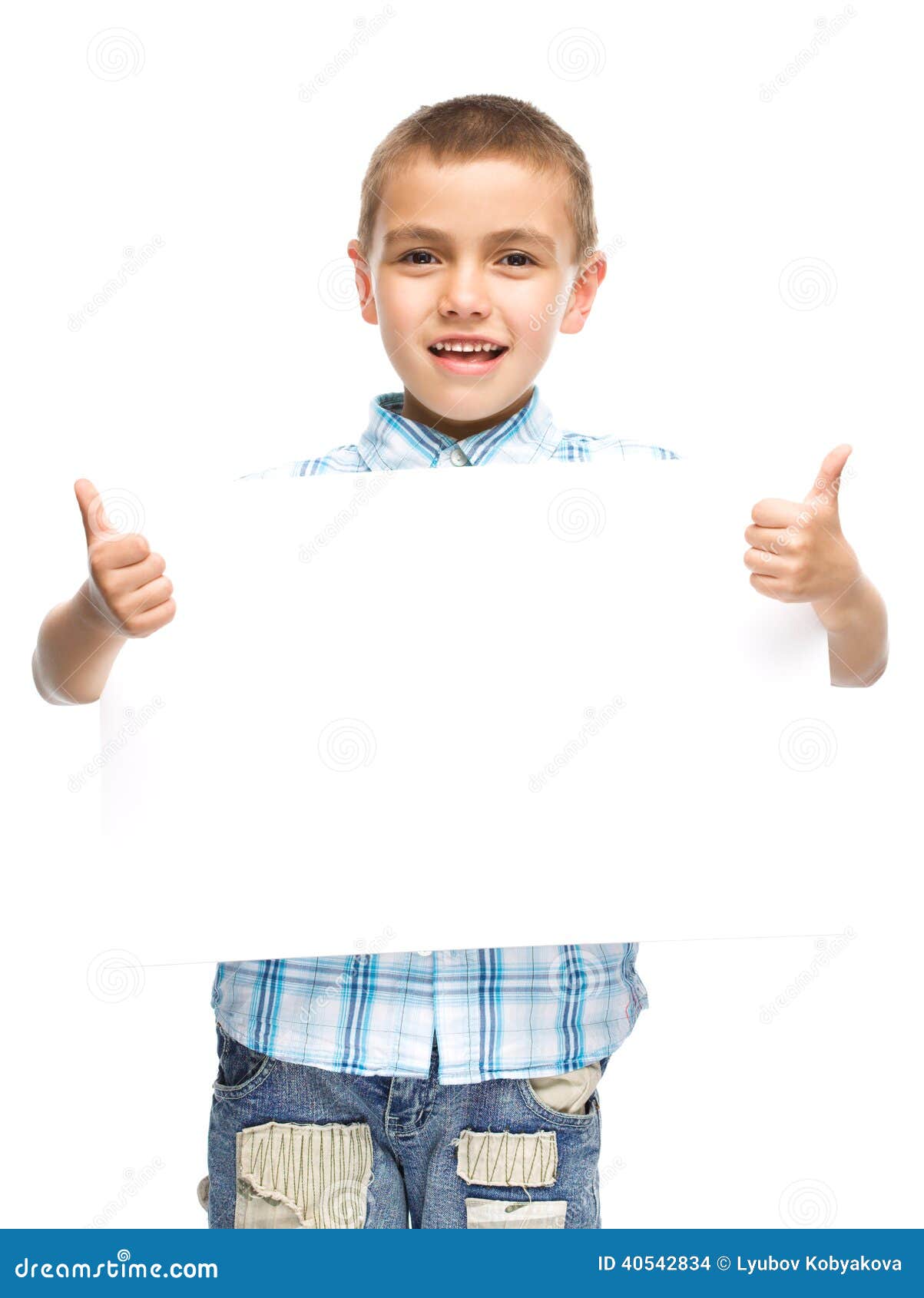 Cute Boy is Holding Blank Banner Stock Photo - Image of empty, cute ...