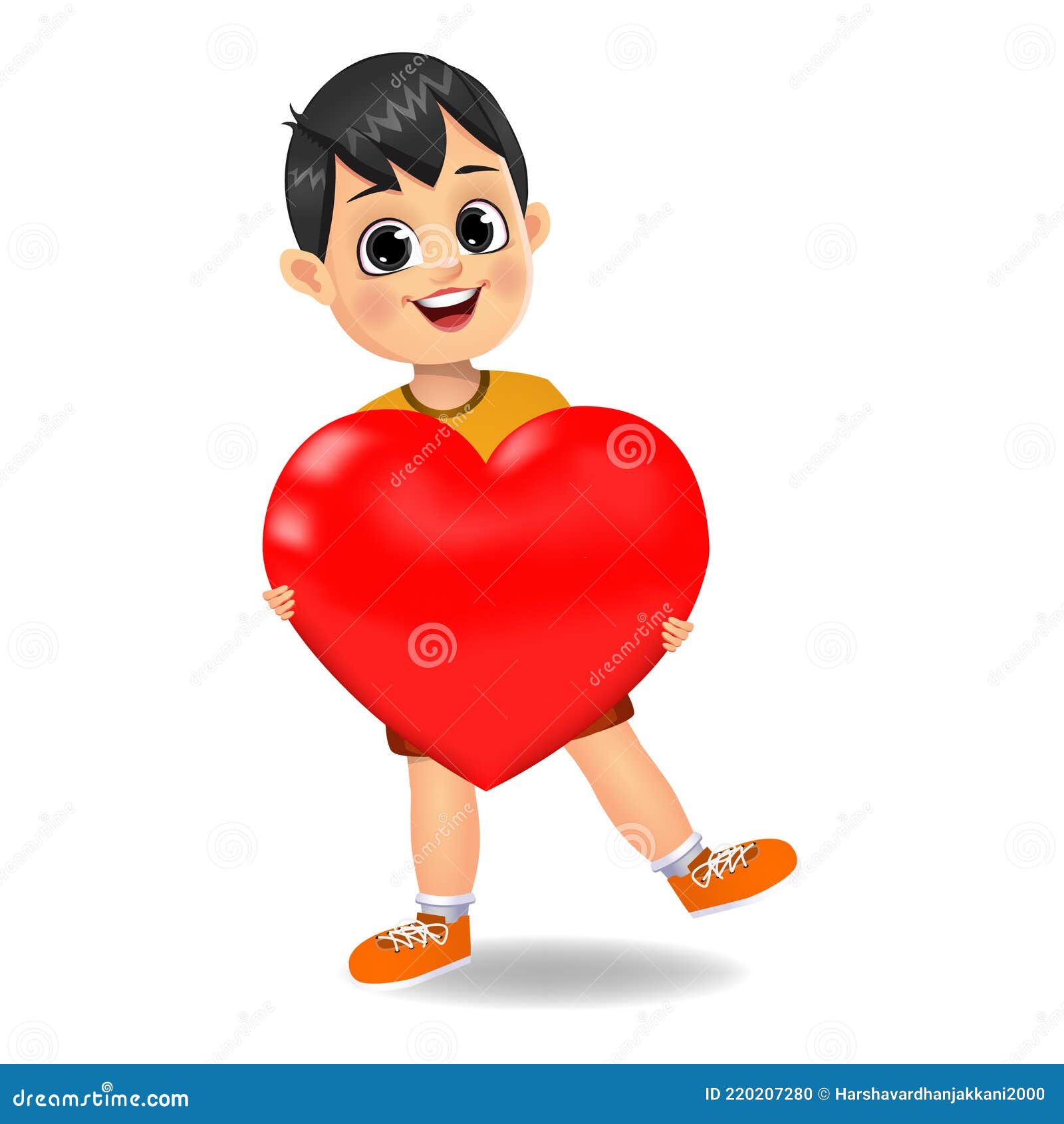 Cute Boy Holding Heart Symbol Vector Stock Vector - Illustration of ...