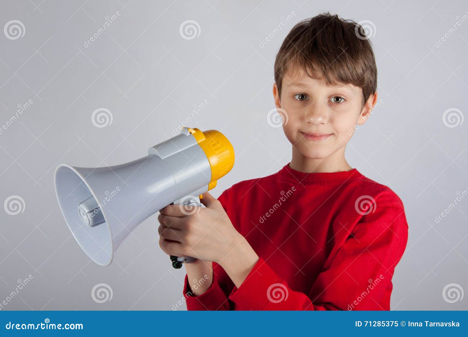 Cute Boy Holding Megaphone in His Hands Stock Image - Image of bright ...