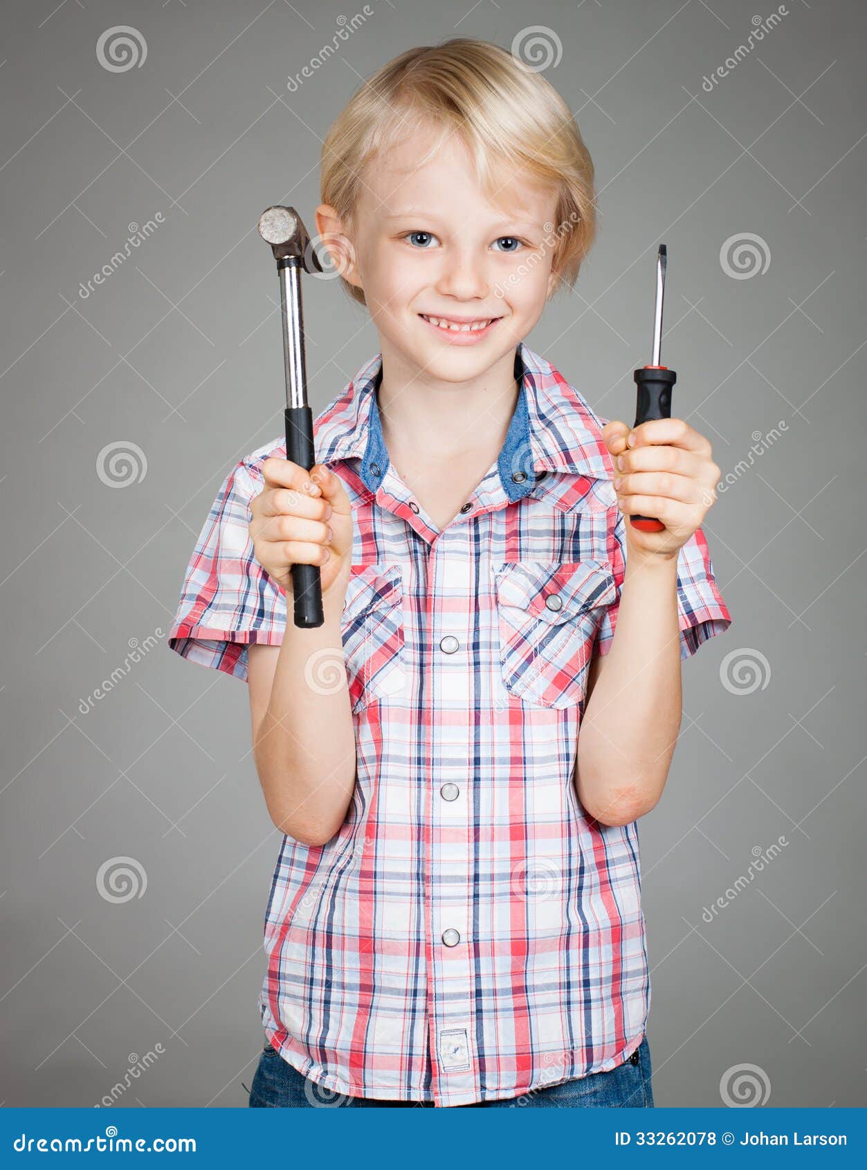 Cute boy holding tools stock photo. Image of people, cute - 33262078