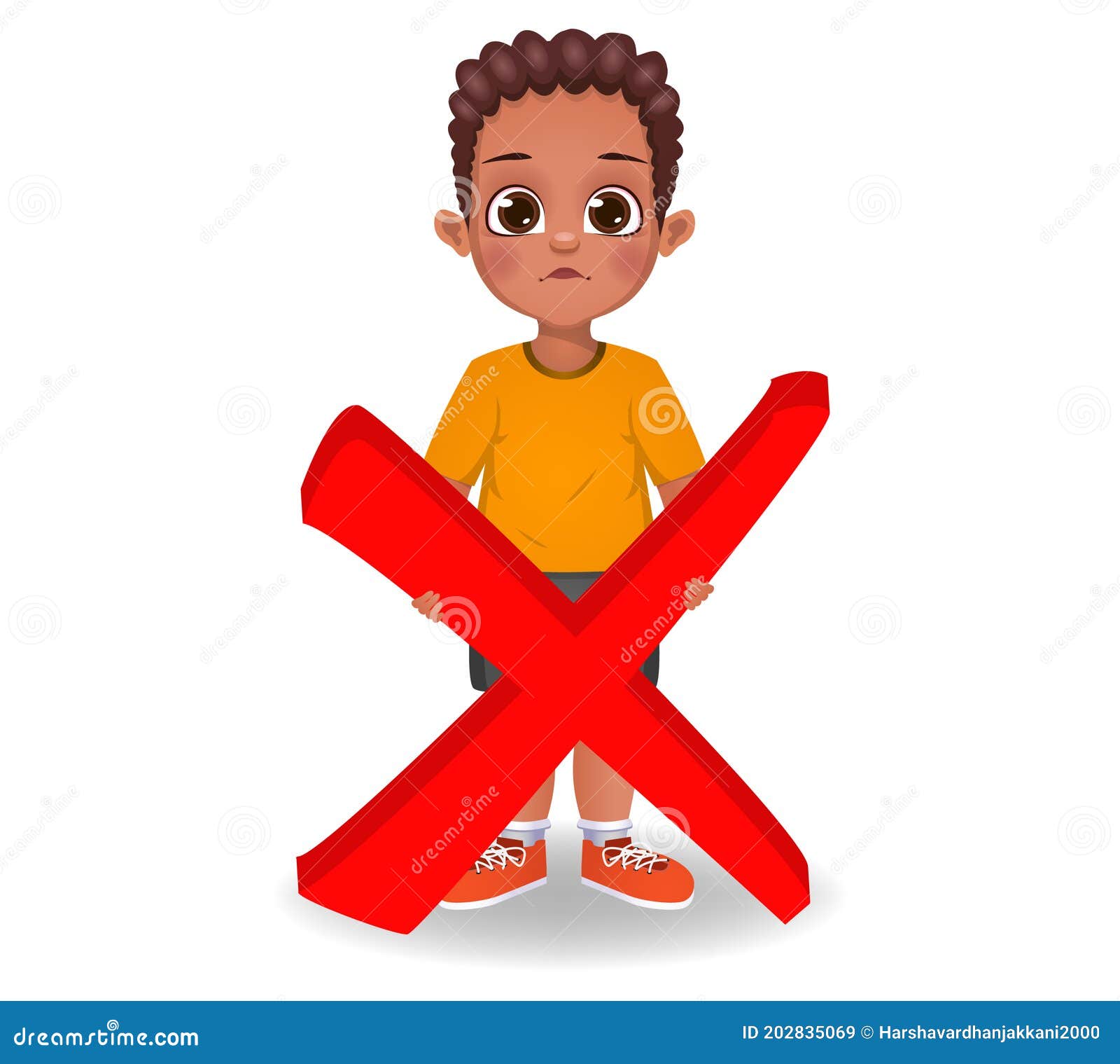 Cute Boy Holding Wrong Sign Stock Illustration - Illustration of little ...