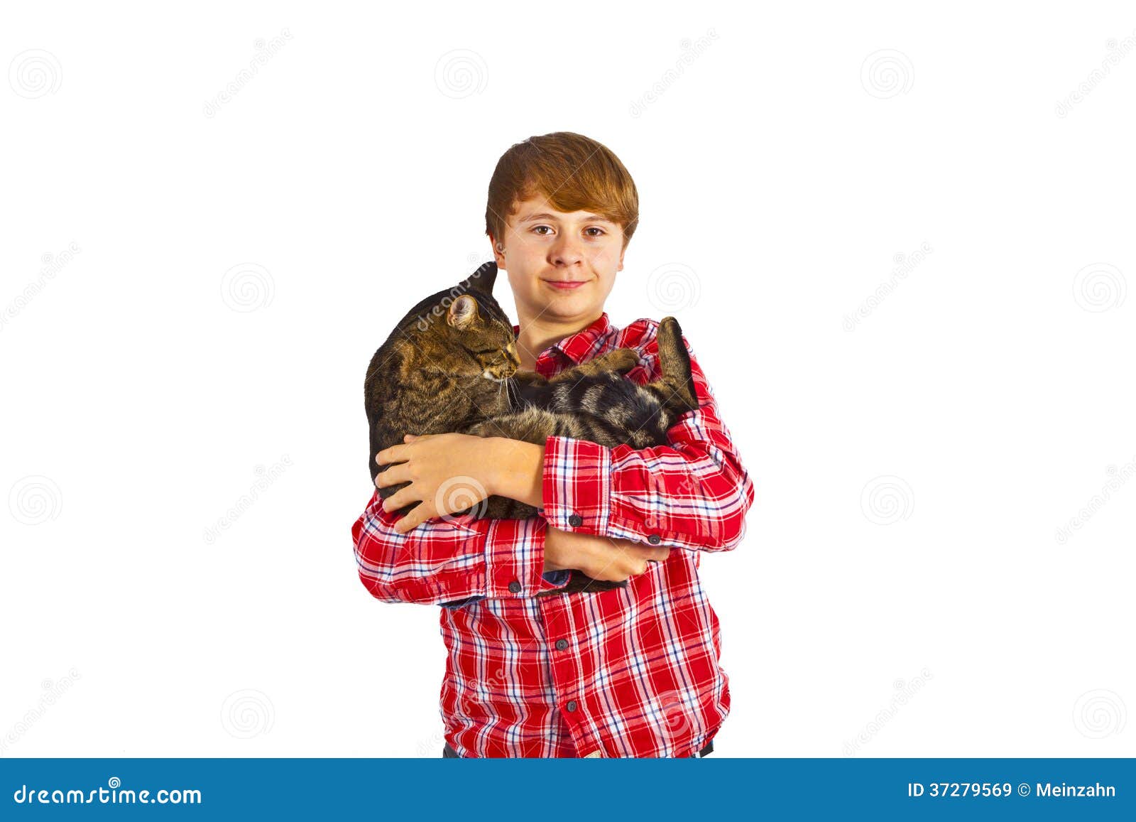 Cute boy hugging his cat stock image. Image of male, friendly - 37279569