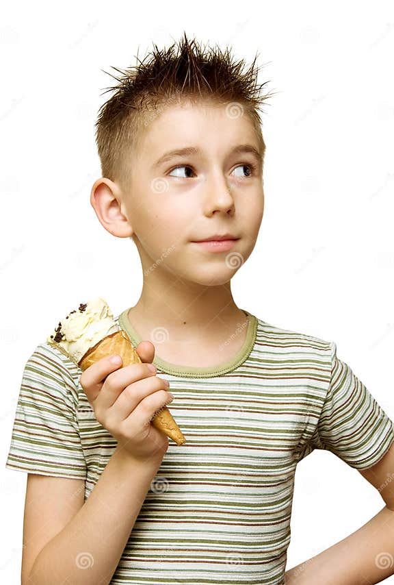 Cute boy with ice cream stock image. Image of leisure - 19989637