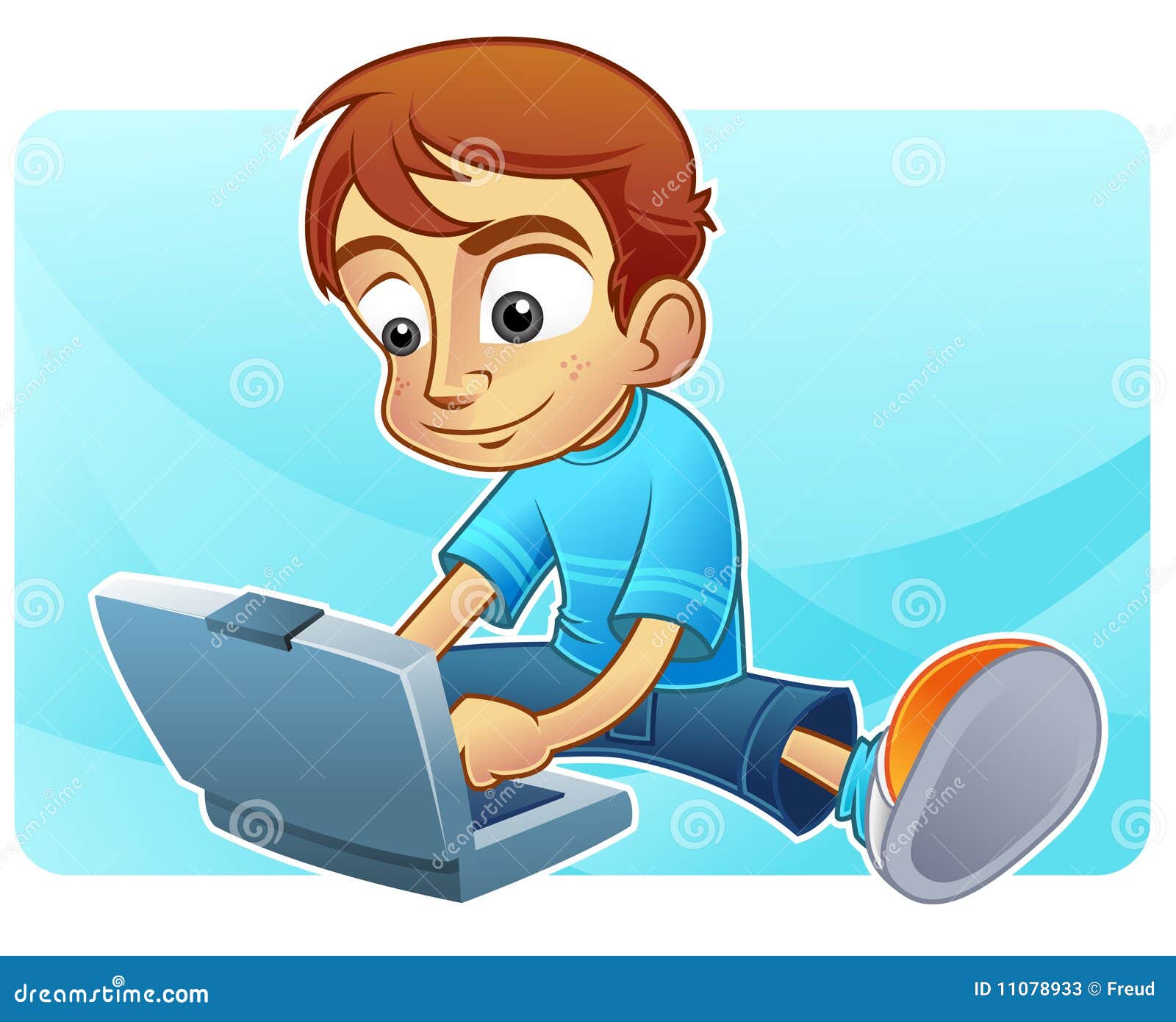 Cute boy internet blogging stock illustration. Illustration of cheerful ...
