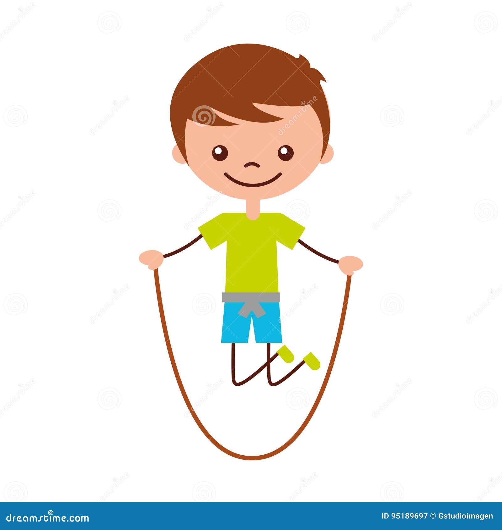 Cute Boy Jumping Rope Character Icon Stock Vector - Illustration of ...