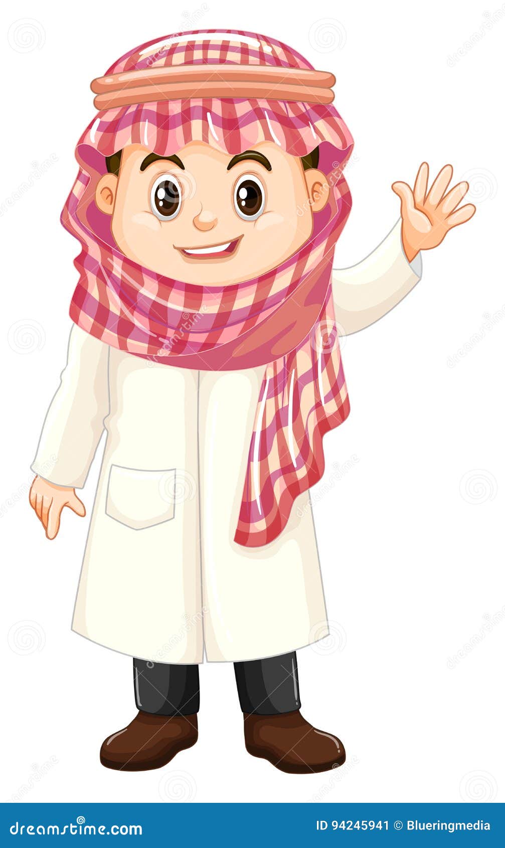 Cute Boy from Kuwait Waving Hand Stock Vector - Illustration of child ...