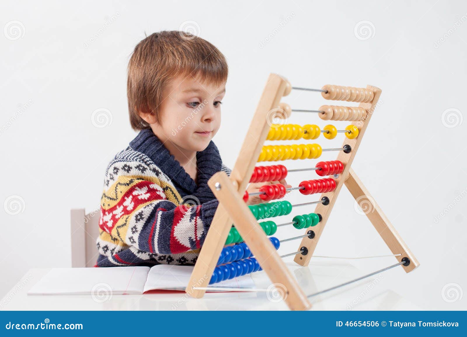 Cute Boy, Learning To Count and Math Stock Photo - Image of happy ...