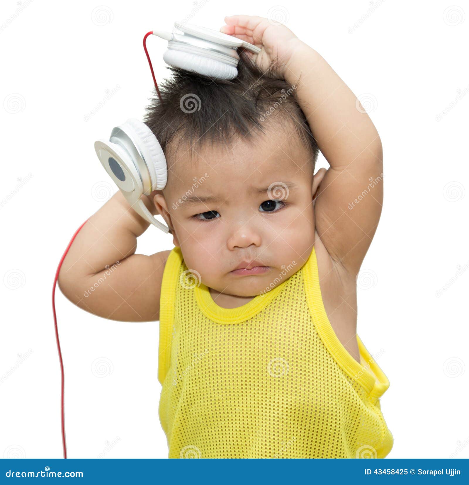 Cute boy listen song stock image. Image of effect, rock - 43458425