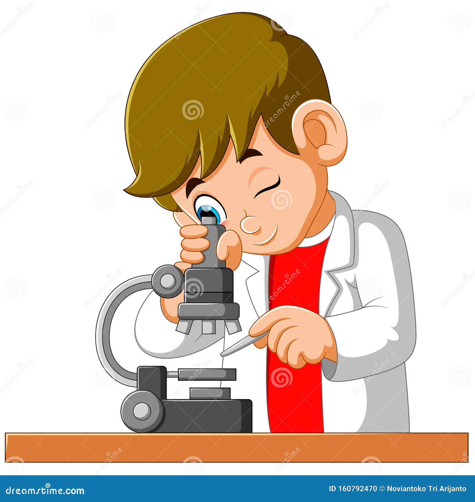 Kid With Microscope Cartoon Vector | CartoonDealer.com #25263331