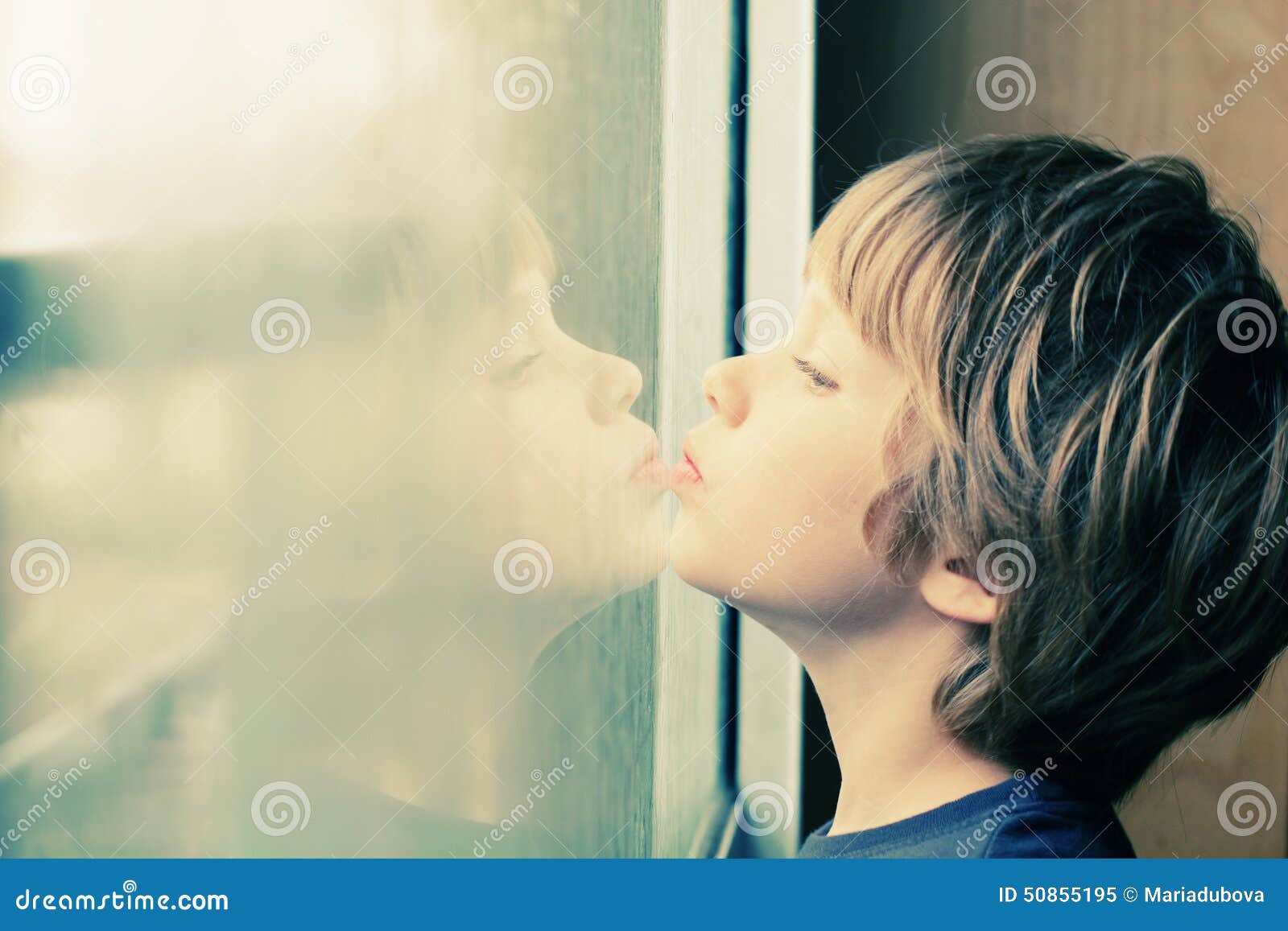 Cute Boy Looking through the Window Stock Image - Image of cute ...