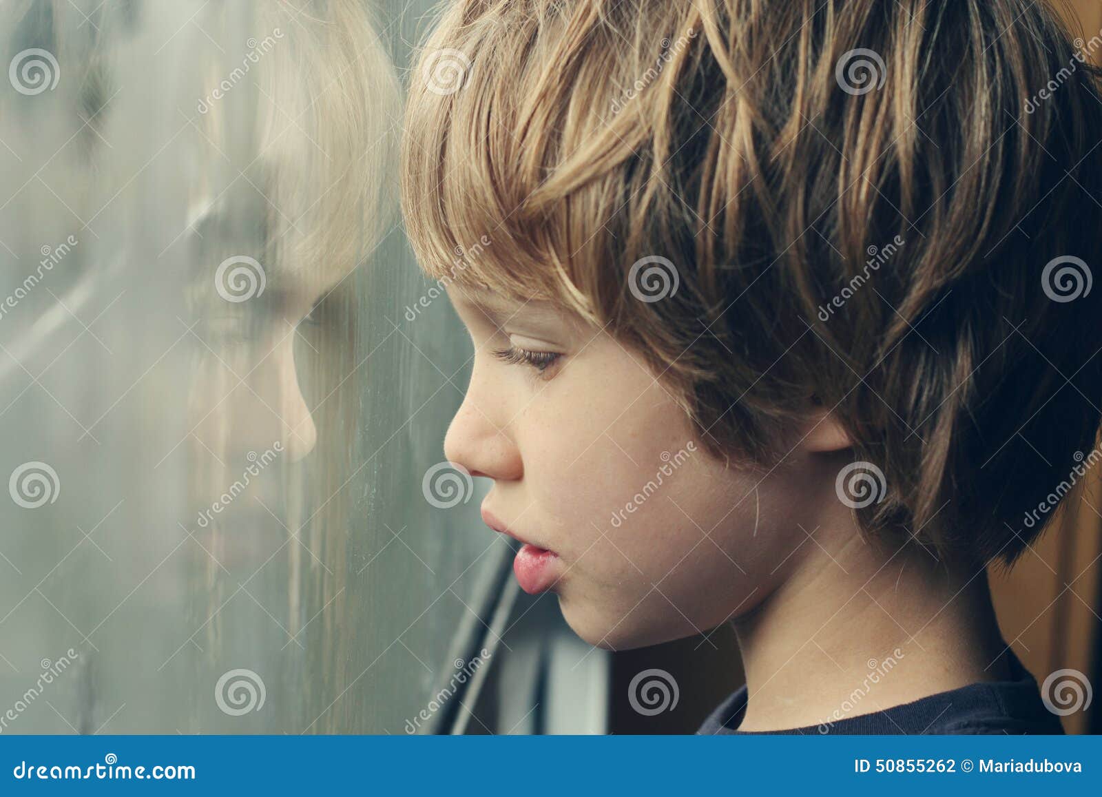 Cute Boy Looking through the Window Stock Photo - Image of expression ...