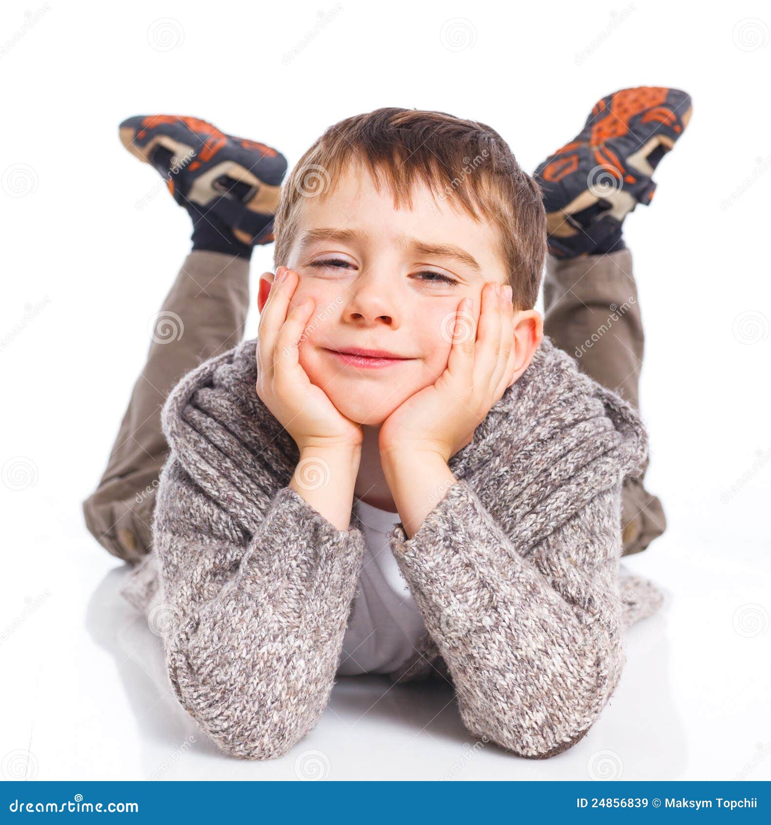 Cute boy lying on floor stock image. Image of happiness - 24856839