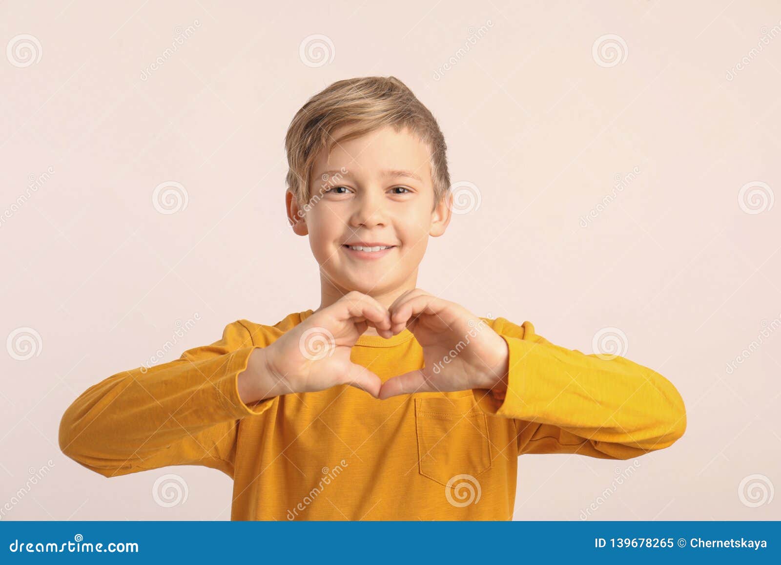 Cute Boy Making Heart with His Hands Stock Image - Image of hope ...
