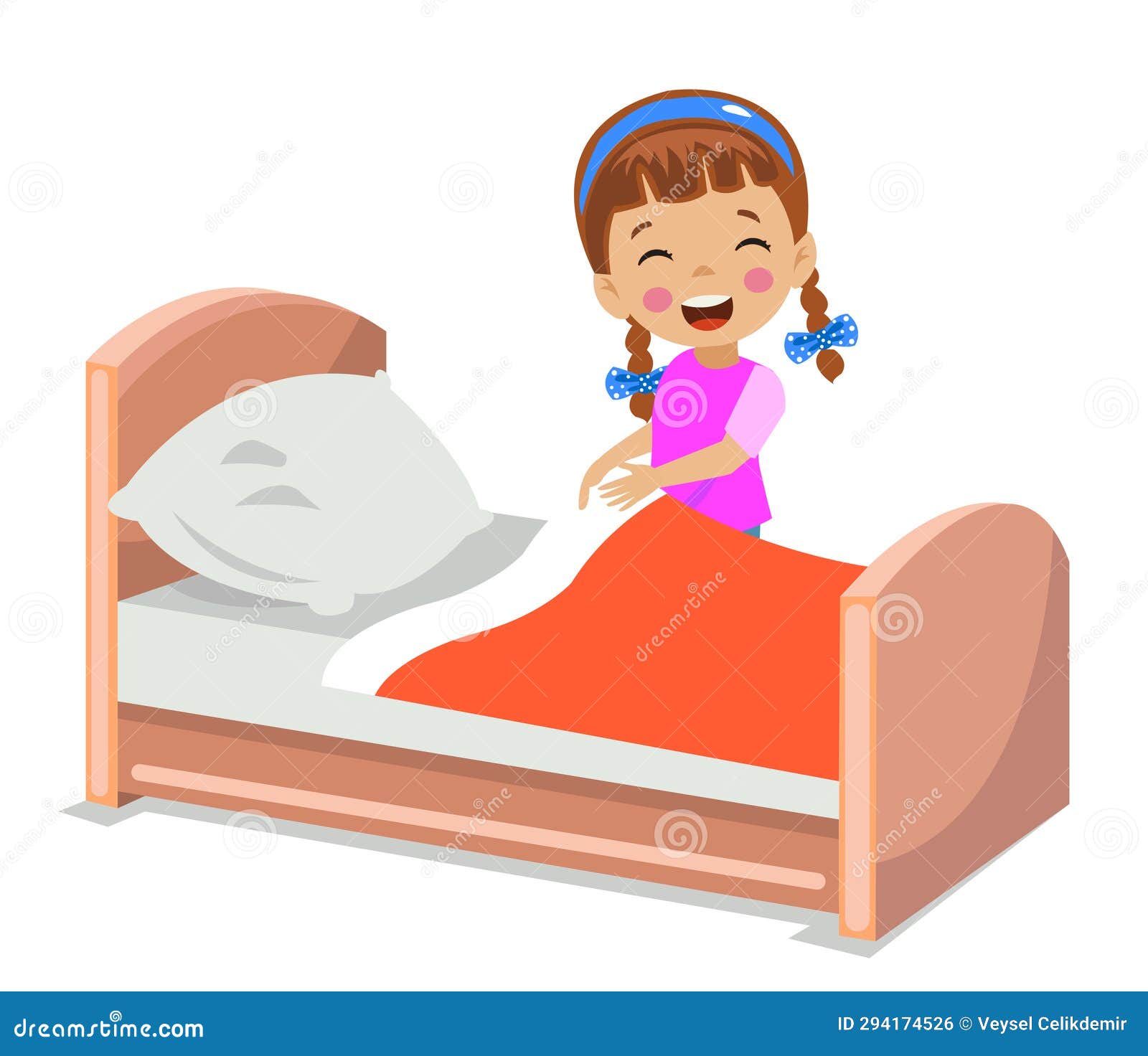 Cute boy making his bed stock vector. Illustration of child - 294174526
