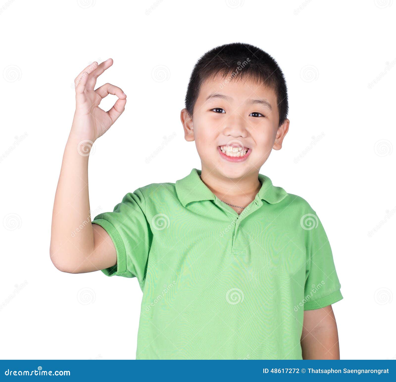Cute Boy Making Ok Sign Isolated on White Background Stock Photo ...