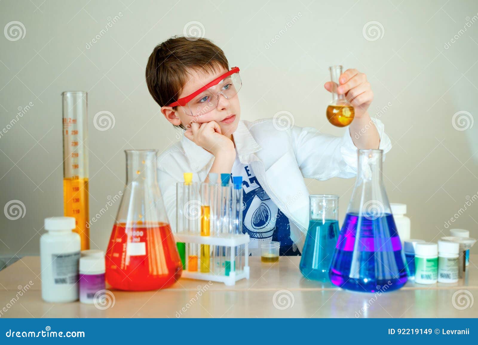 Cute Boy is Making Science Experiments in a Laboratory Stock Image ...