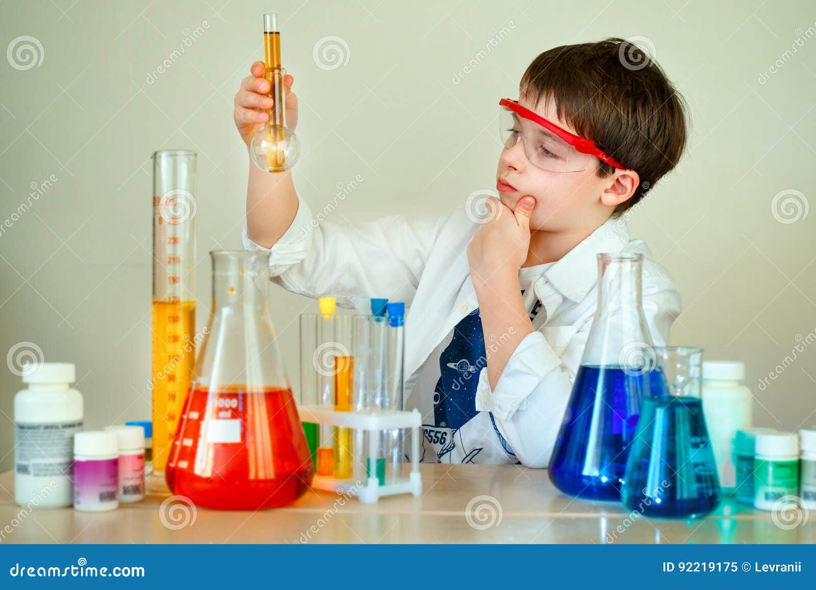 Cute Boy is Making Science Experiments in a Laboratory Stock Image ...