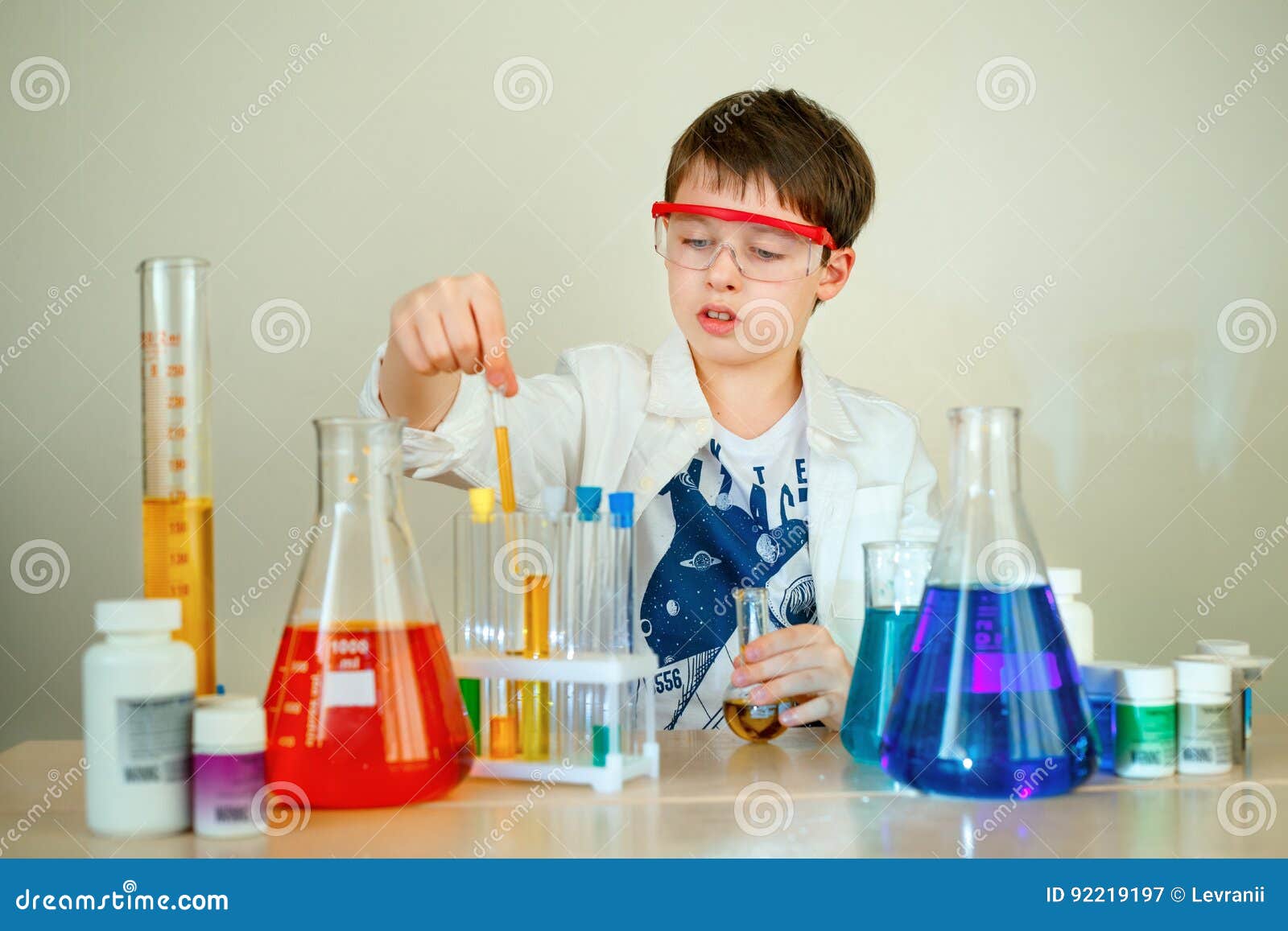 Cute Boy is Making Science Experiments in a Laboratory Stock Image ...