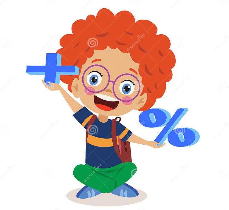 Cute boy and math symbols stock vector. Illustration of symbols - 294419633