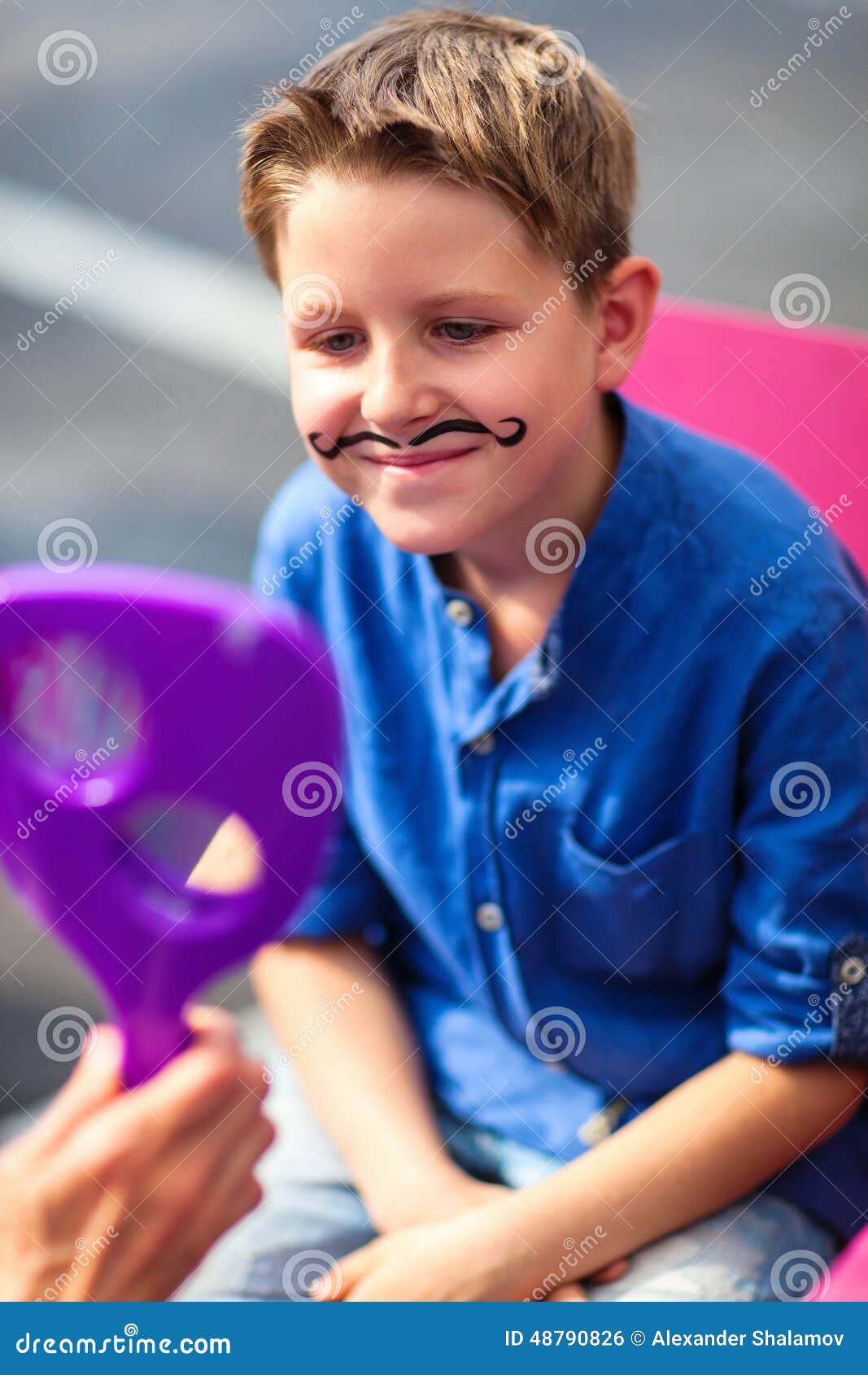 Cute Boy with Painted Mustache Stock Photo - Image of happy, cuteness ...