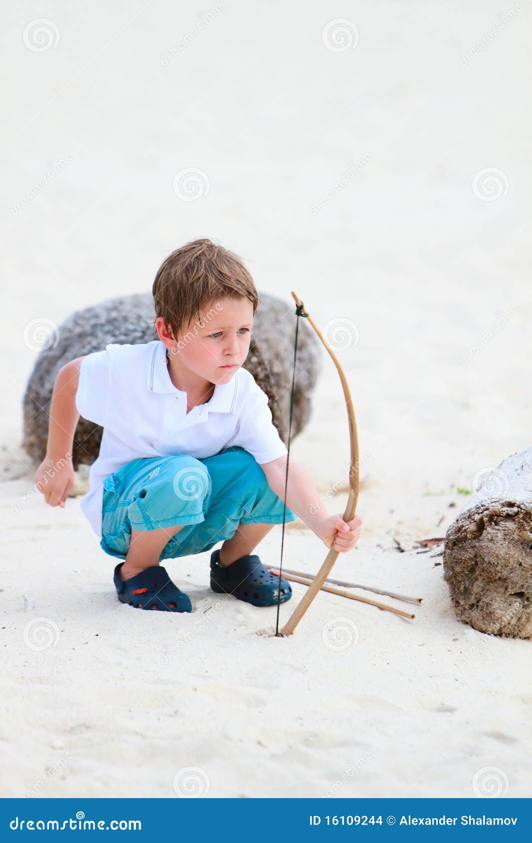 Cute Boy Playing with Bow and Arrows Stock Photo - Image of enjoyment ...