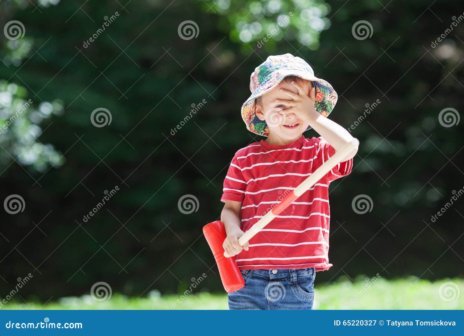 Cute boy, playing croquet stock image. Image of beautiful - 65220327