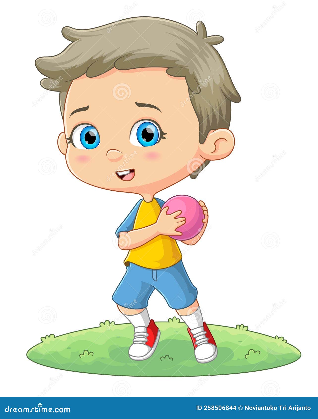 The Cute Boy is Playing Handball in a Park Stock Vector - Illustration ...