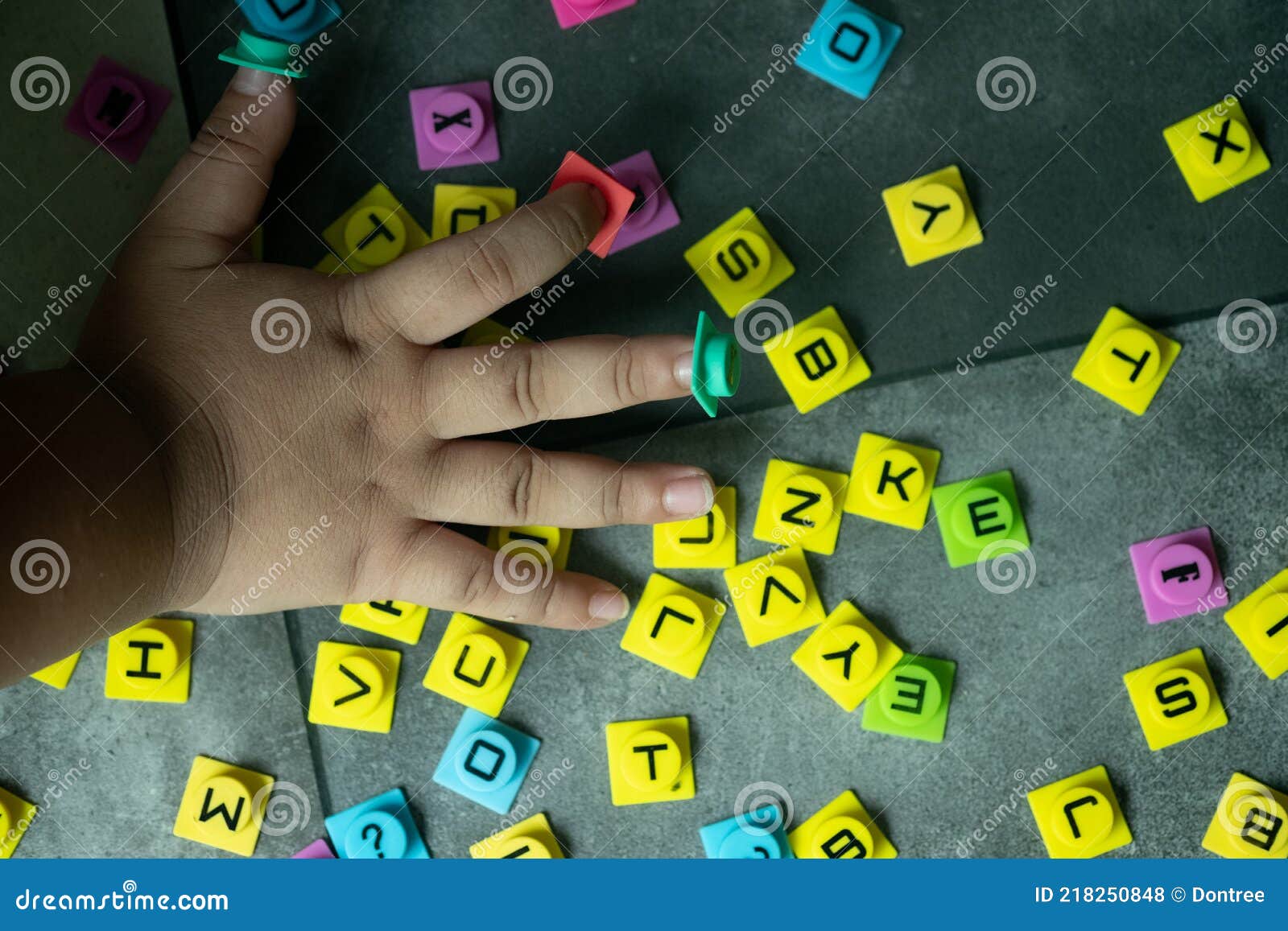 Cute Boy Playing with Letters Stock Photo - Image of colorful ...