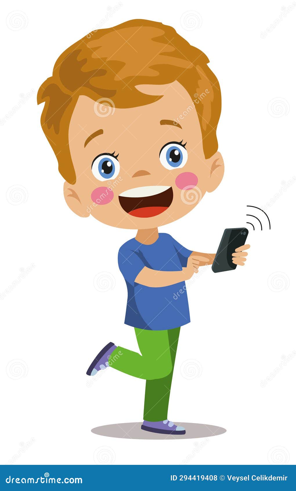 Cute Boy Playing with the Phone Stock Vector - Illustration of phone ...