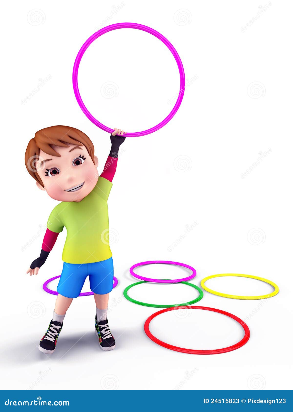Cute Boy with Playing Rings Stock Illustration - Illustration of girl ...