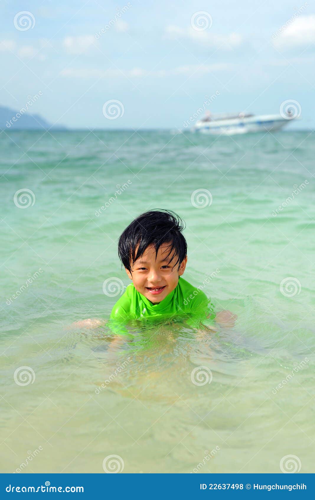 Cute Boy Playing in the Sea Stock Photo - Image of blue, charming: 22637498