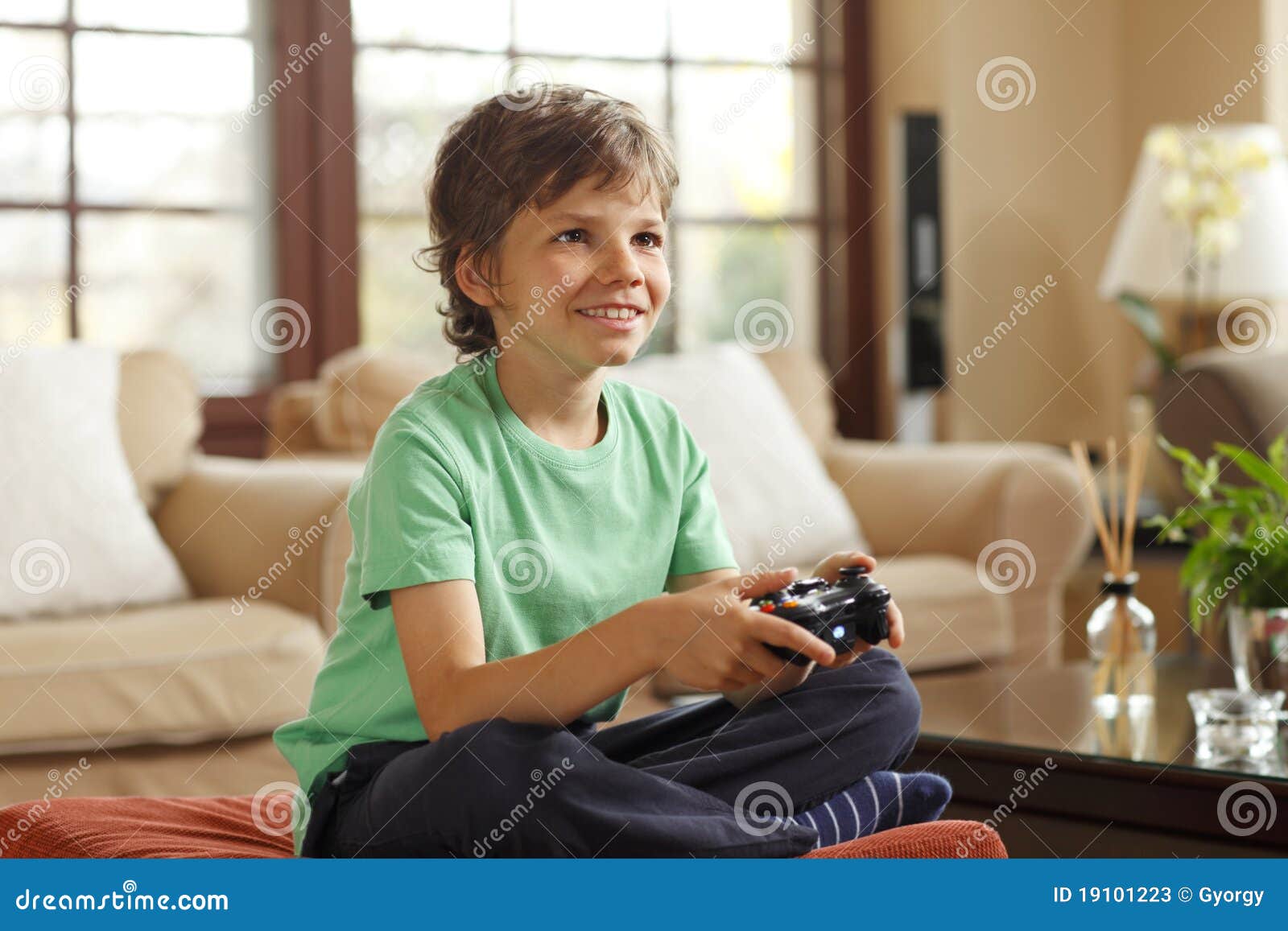 Cute Boy Playing Video Games Stock Image - Image of colorful, device ...