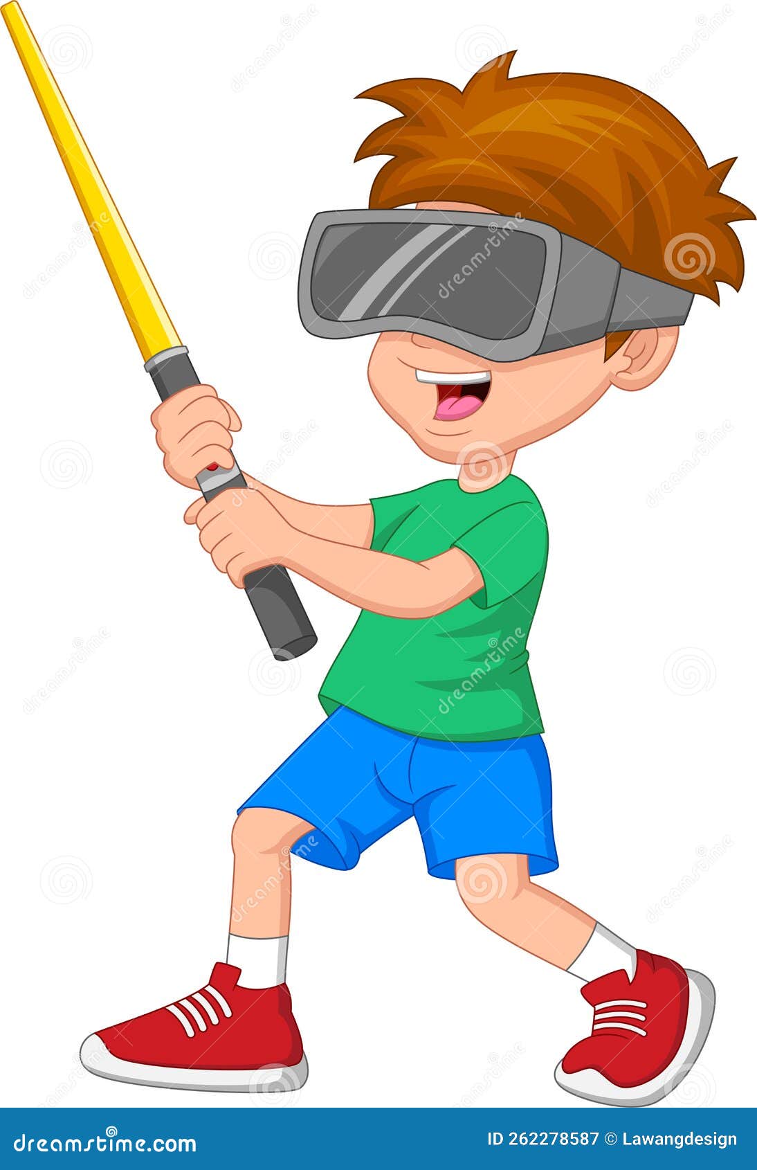 Cute Boy Playing a Virtual Reality Game Stock Vector - Illustration of ...