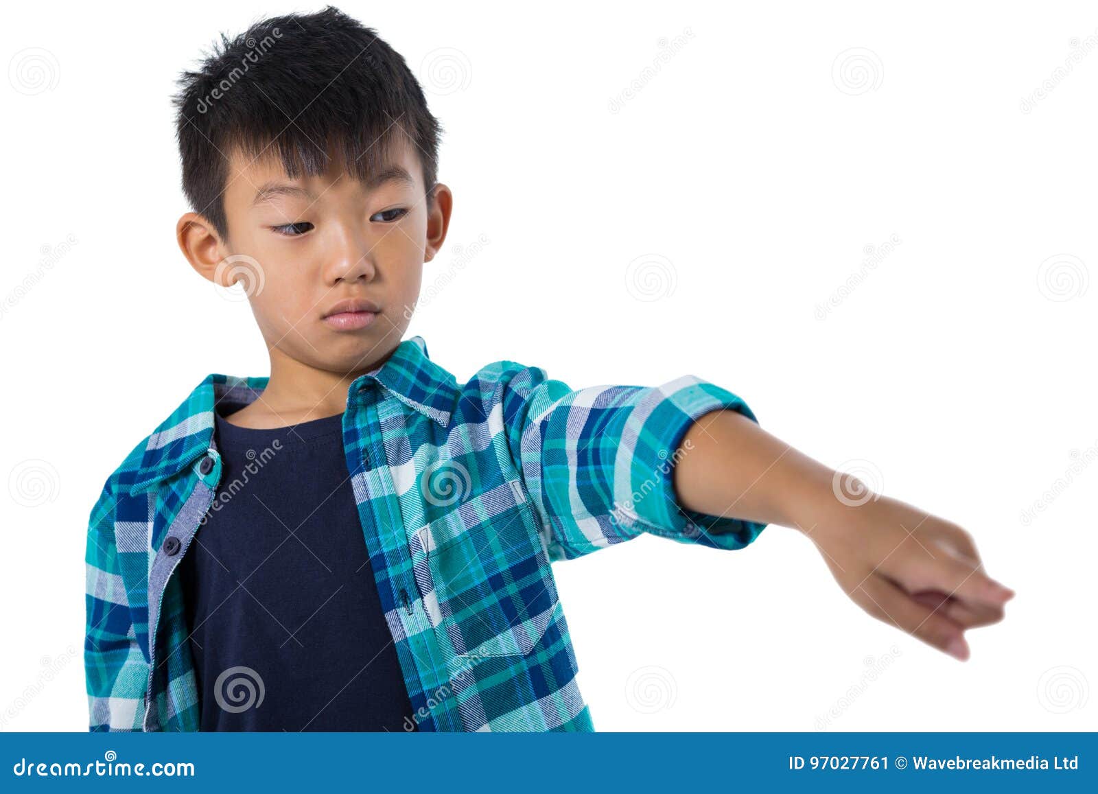 Cute boy pointing finger stock image. Image of white - 97027761