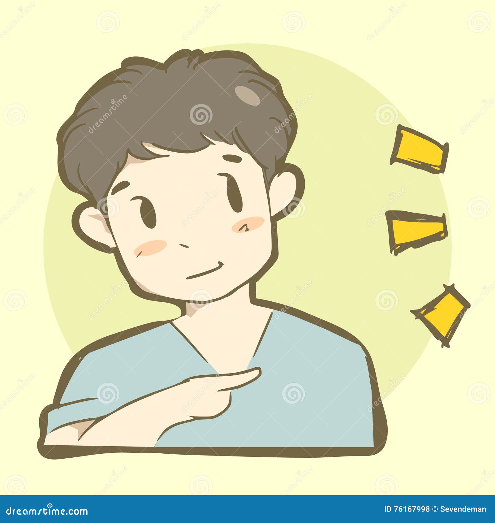 Cute Boy is Pointing To Show Something. Stock Vector - Illustration of ...