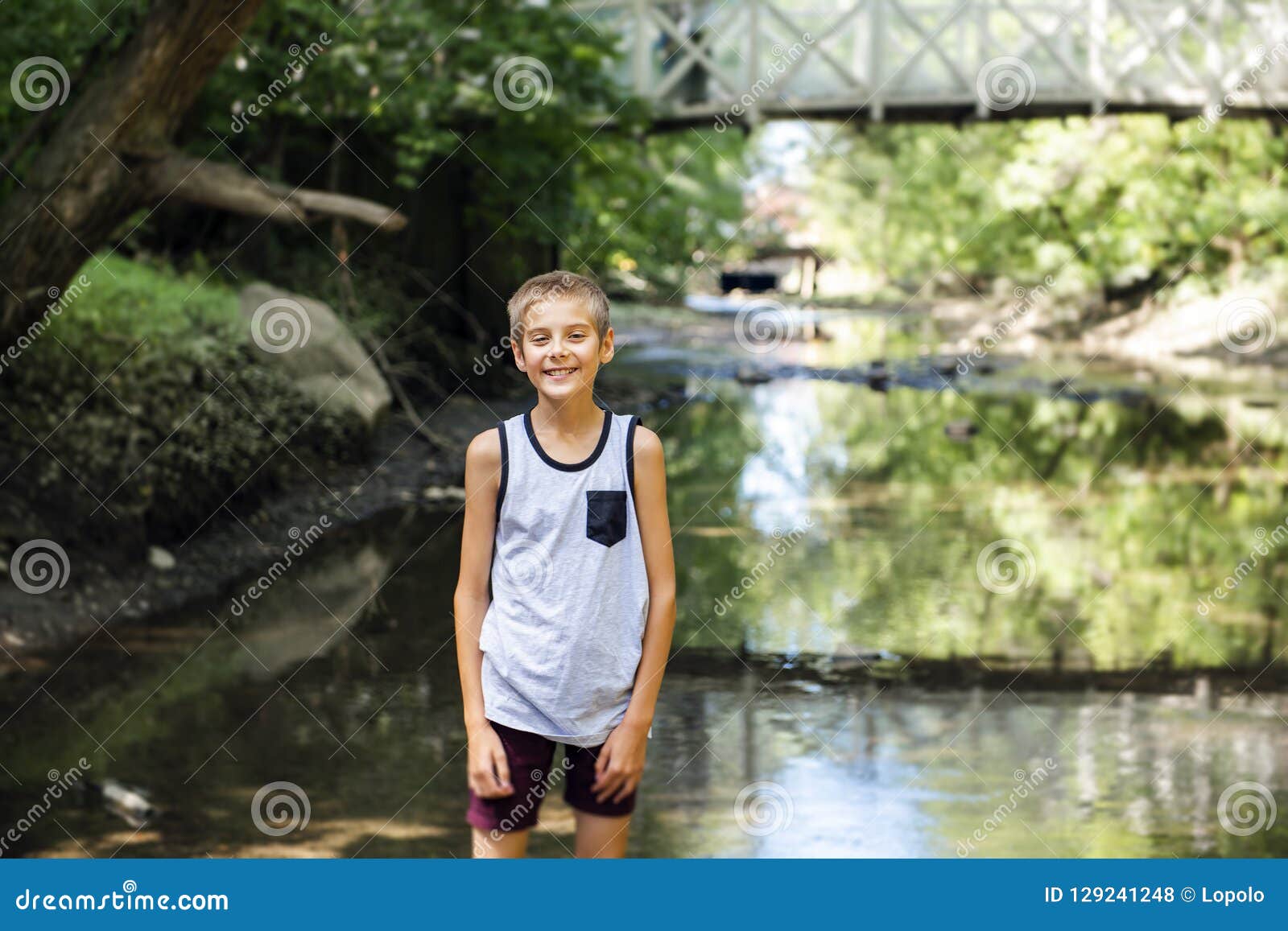A Cute Boy Portrait in the Forest Stock Photo - Image of portrait ...