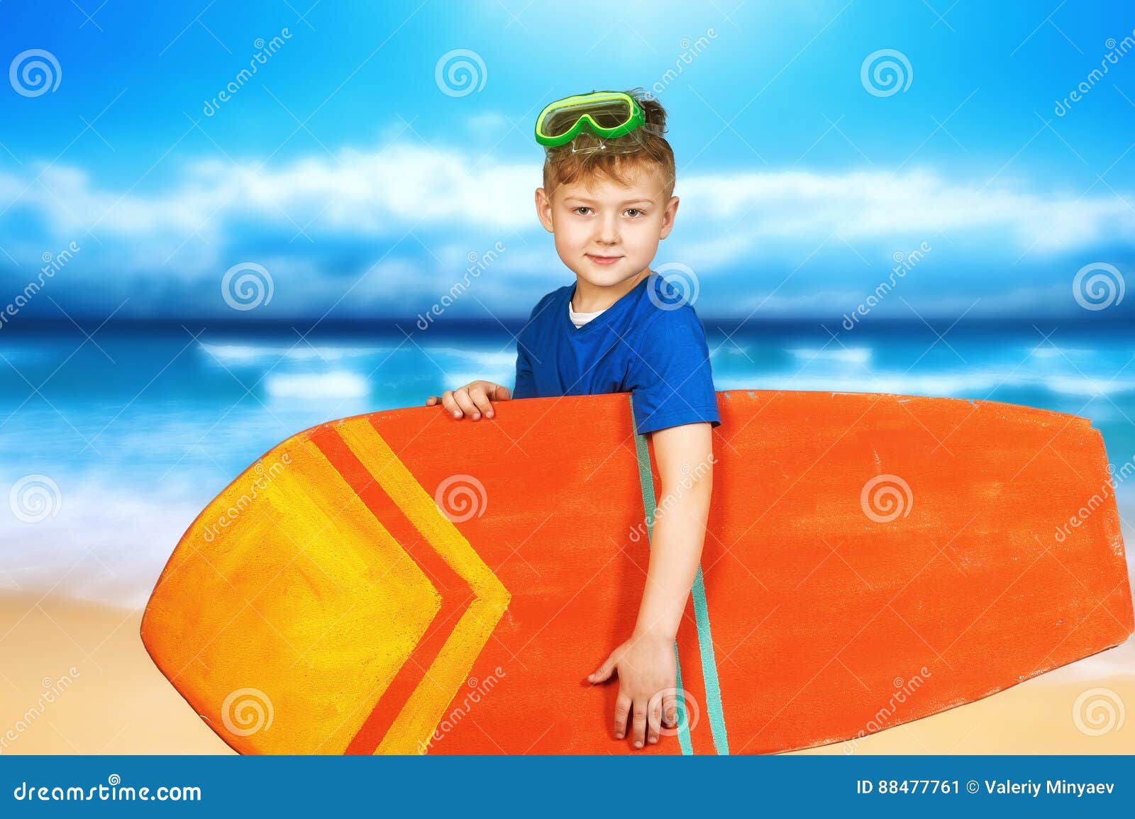 Cute Boy Posing with Surfboard Stock Image - Image of adorable ...