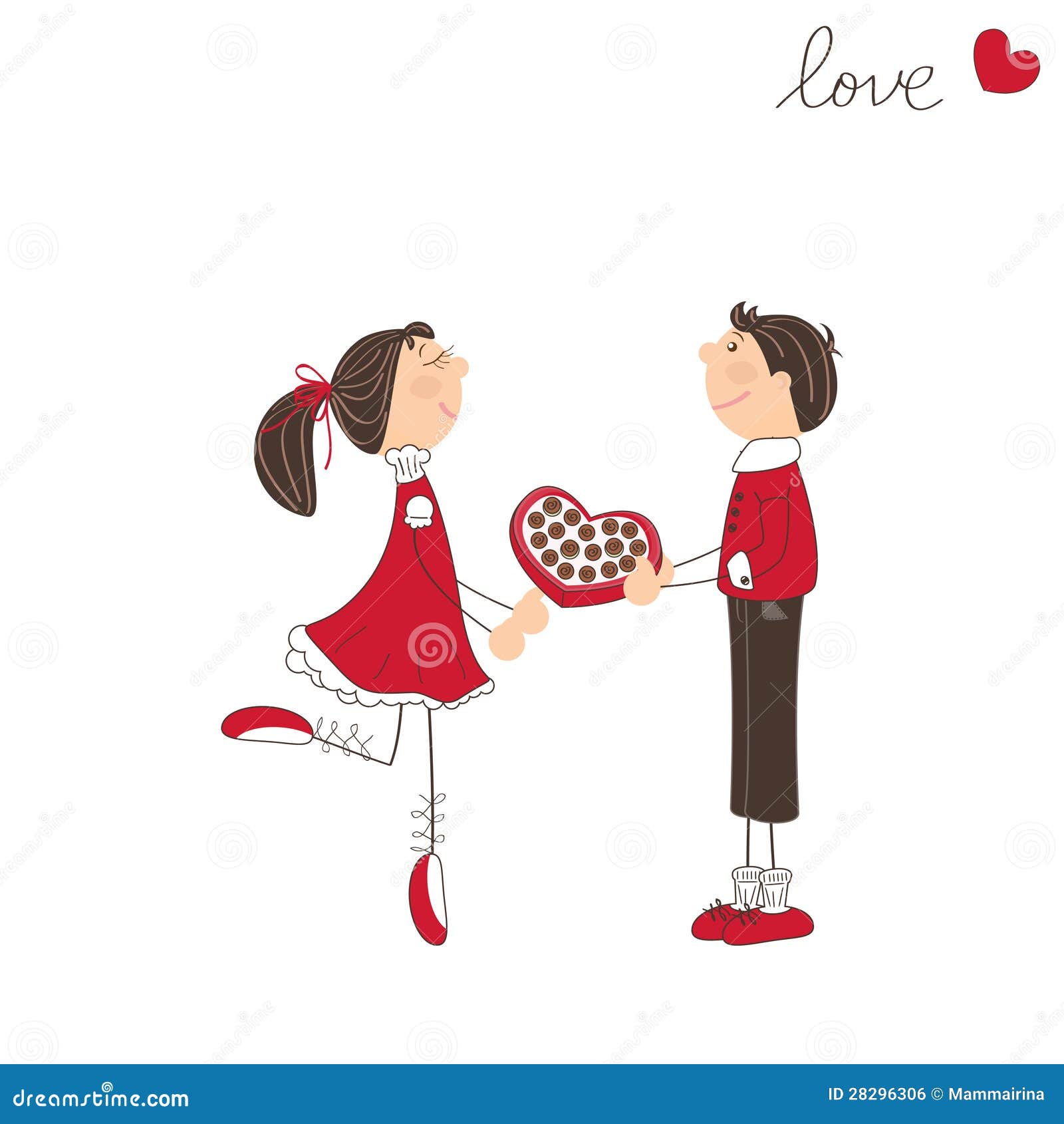 Cute Boy Present Sweets To the Girl Stock Vector - Illustration of ...
