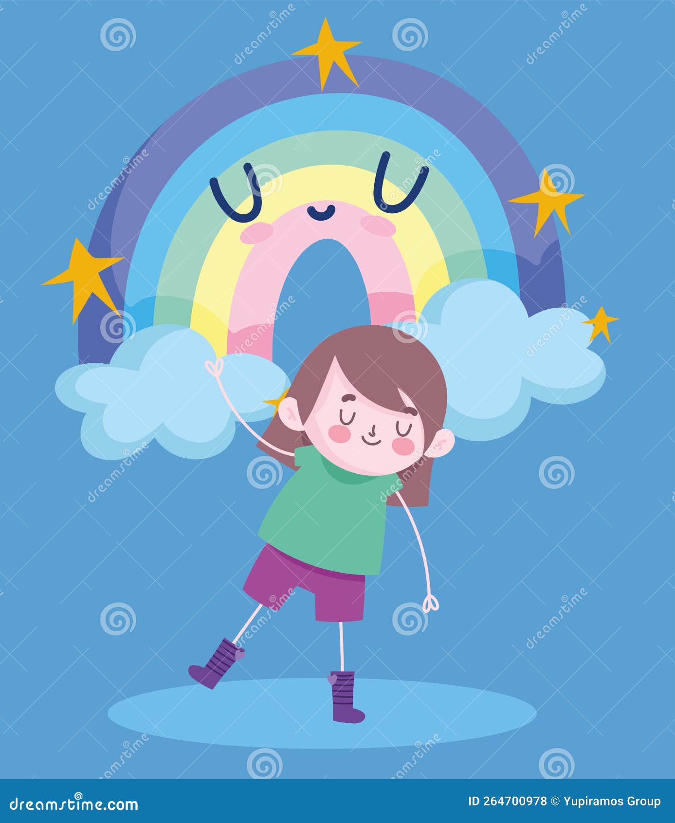 Cute boy and rainbow stock vector. Illustration of rainbow - 264700978