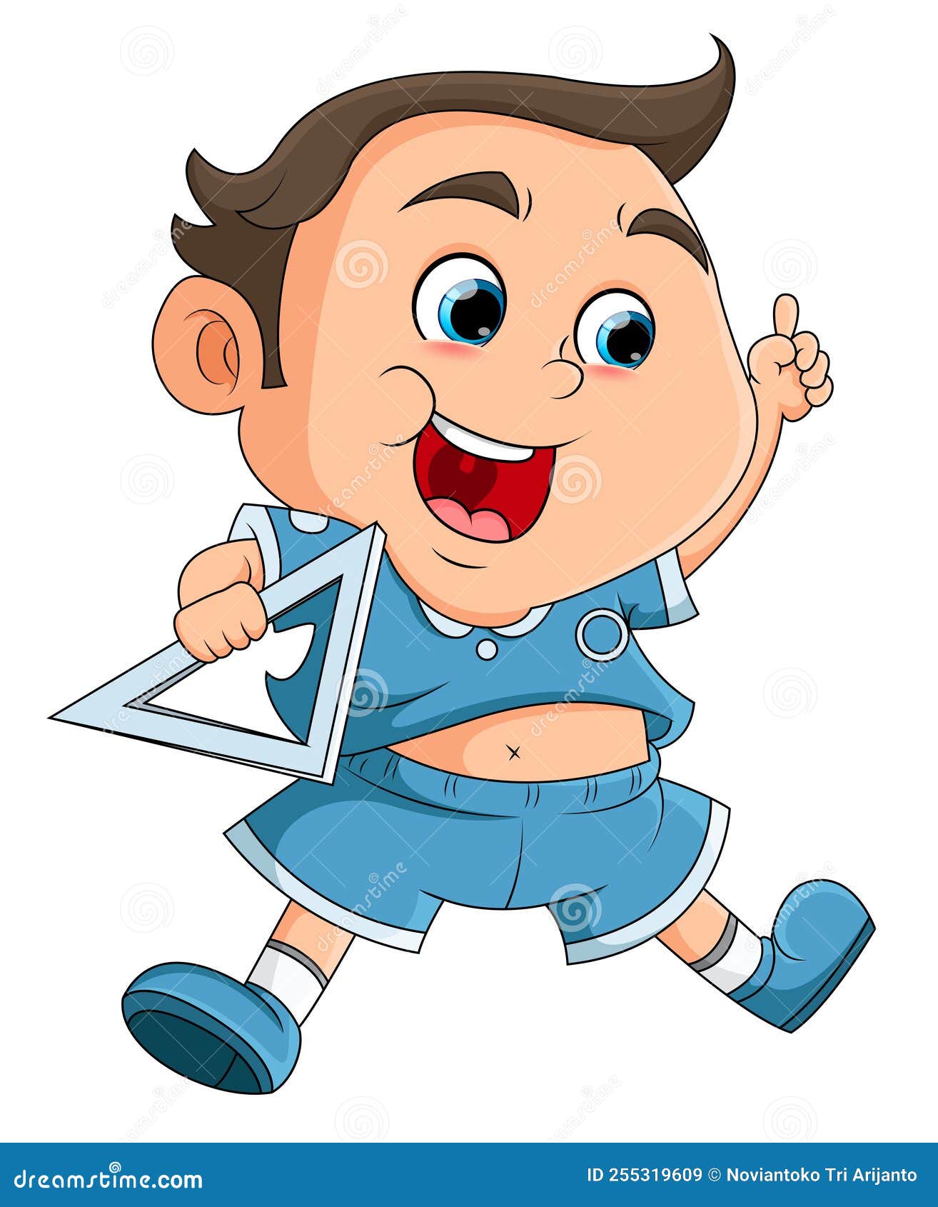 The Cute Boy is Raising Up the Hand and Holding the Ruler Stock Vector ...