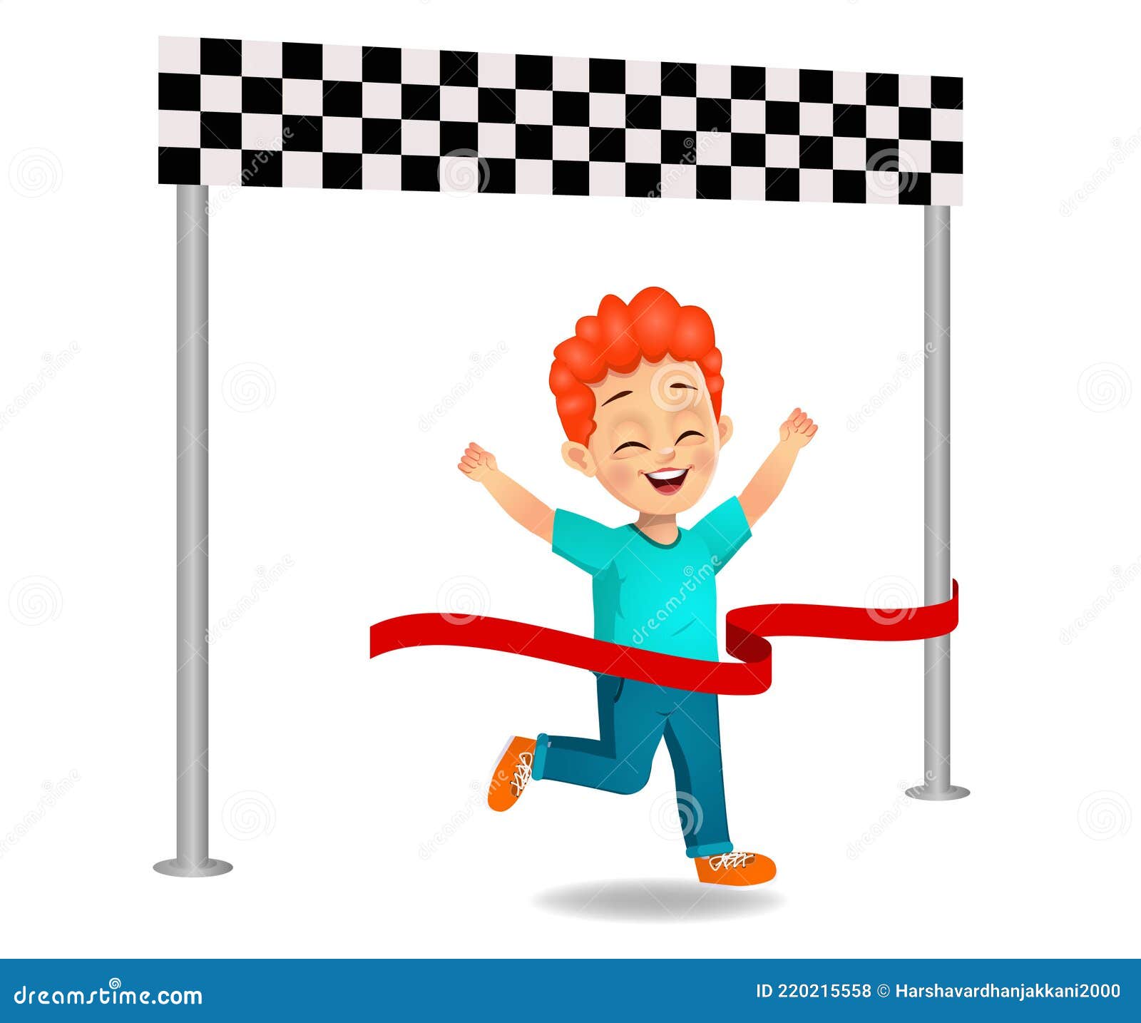 Cute Boy Reaching Finish Line Vector Stock Vector - Illustration of ...