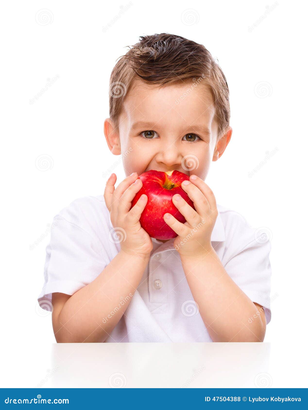 Cute boy with red apples stock photo. Image of beauty - 47504388