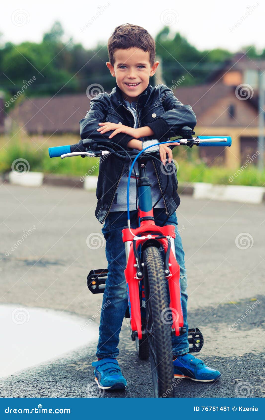 Cute boy riding a bike stock image. Image of cute, playful - 76781481