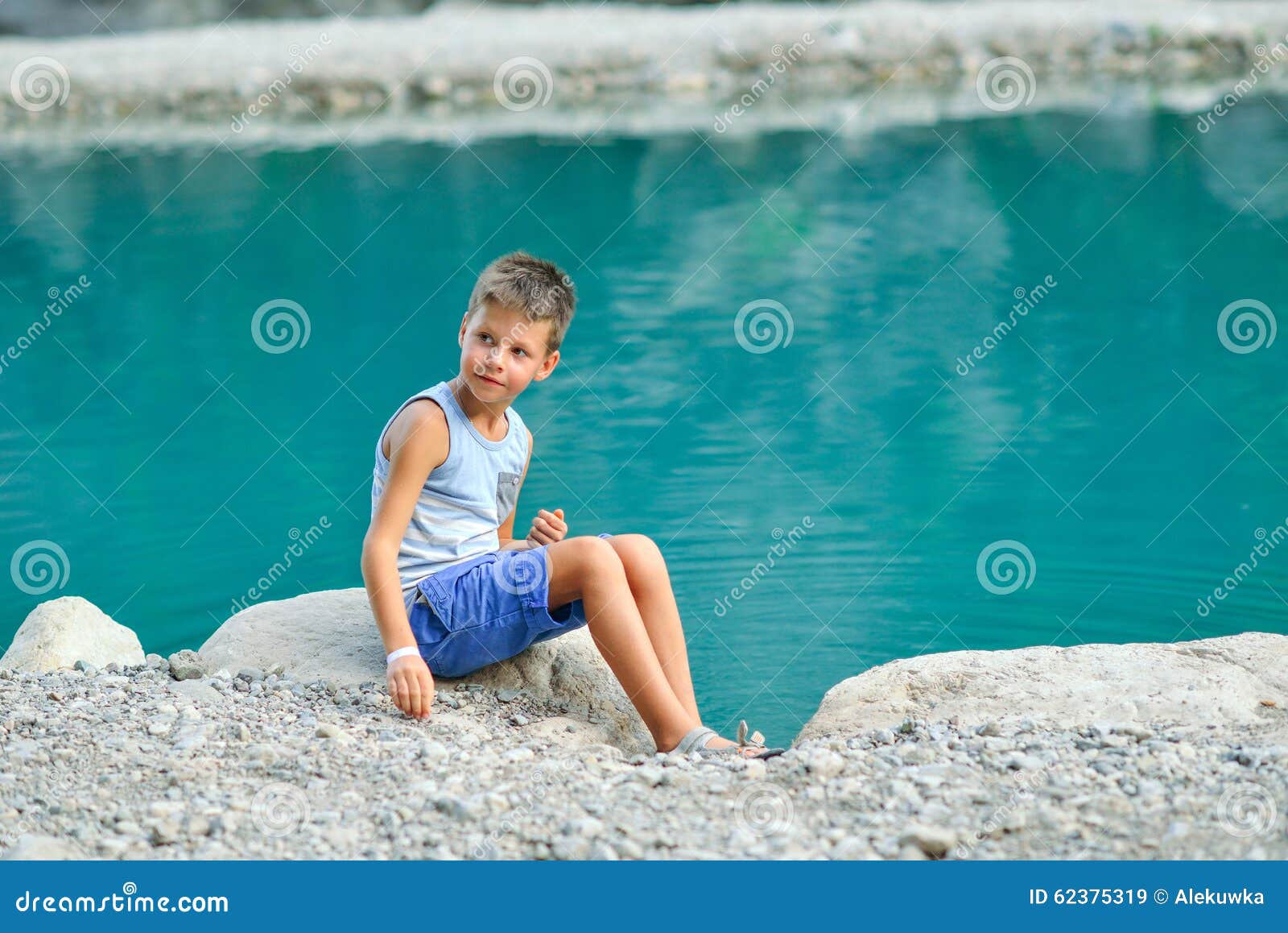 Cute boy on the river stock image. Image of river, cute - 62375319