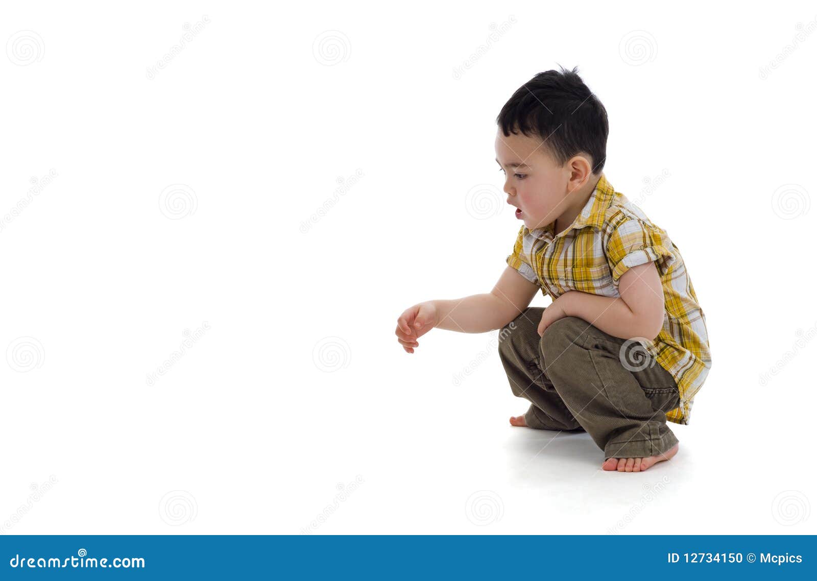 Cute Boy Sees Something Interesting Stock Photo - Image of cower, asian ...