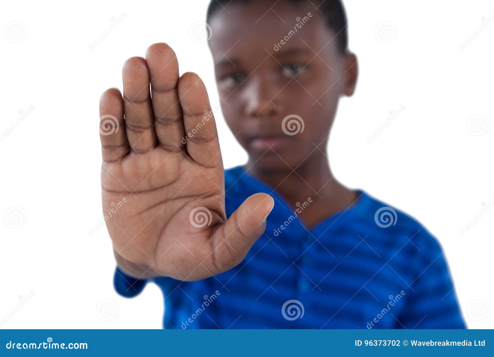 Cute Boy Showing His Hand while Ignoring Stock Photo - Image of ...