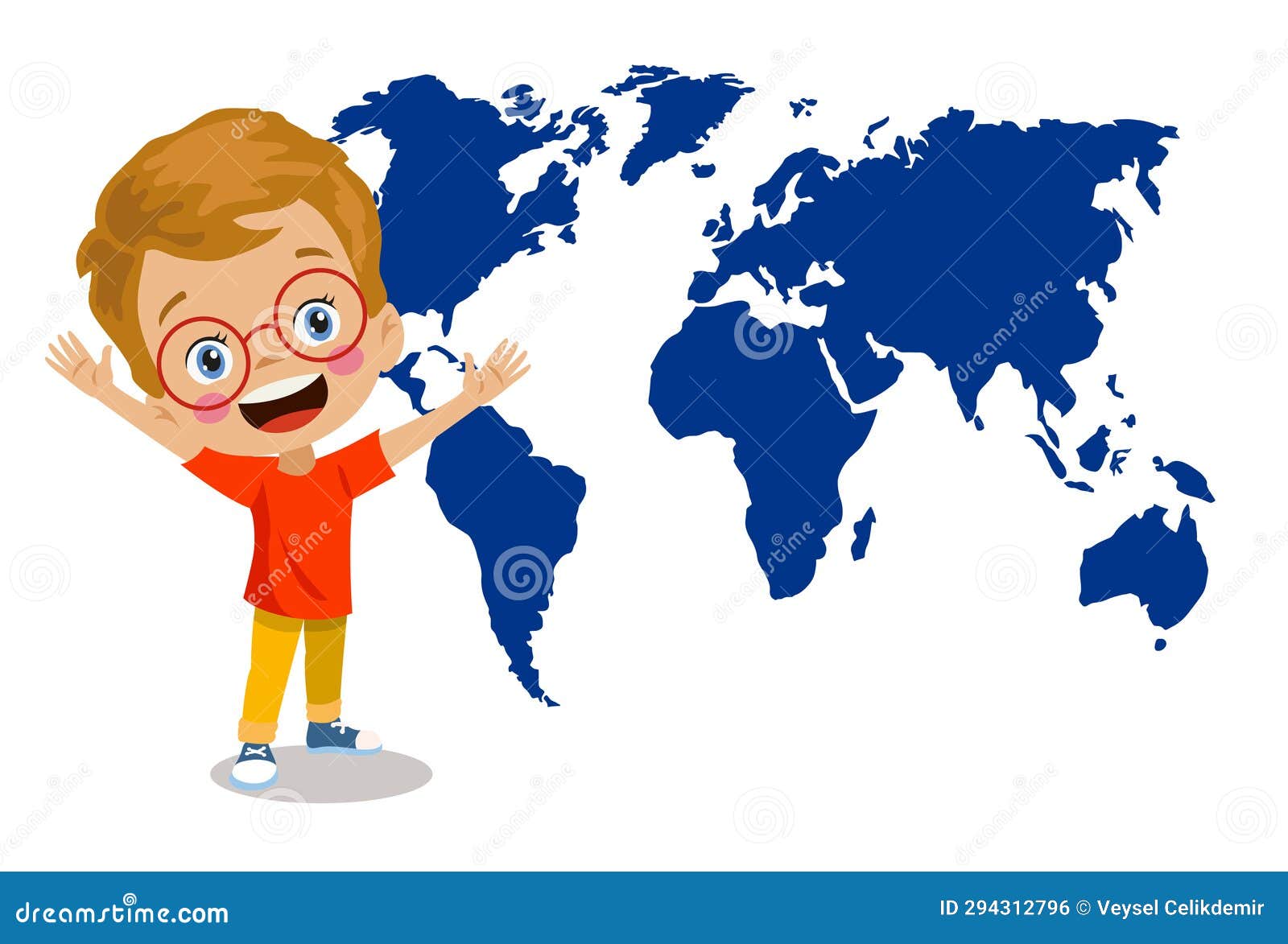 Cute Boy Showing Location on Map Stock Vector - Illustration of ...