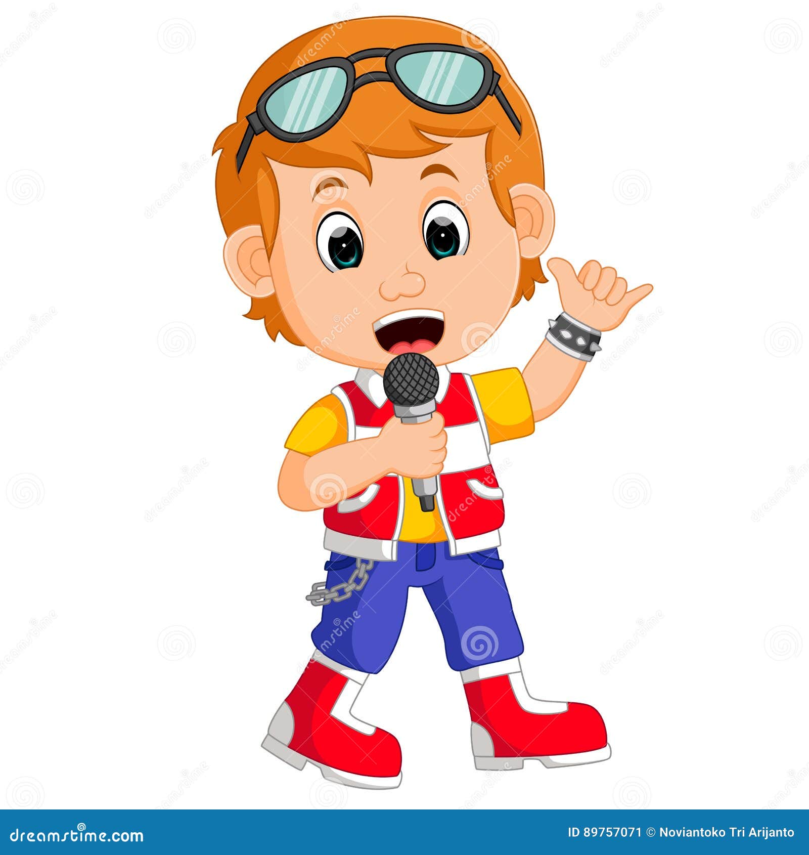 Cute boy singing stock vector. Illustration of karaoke - 89757071