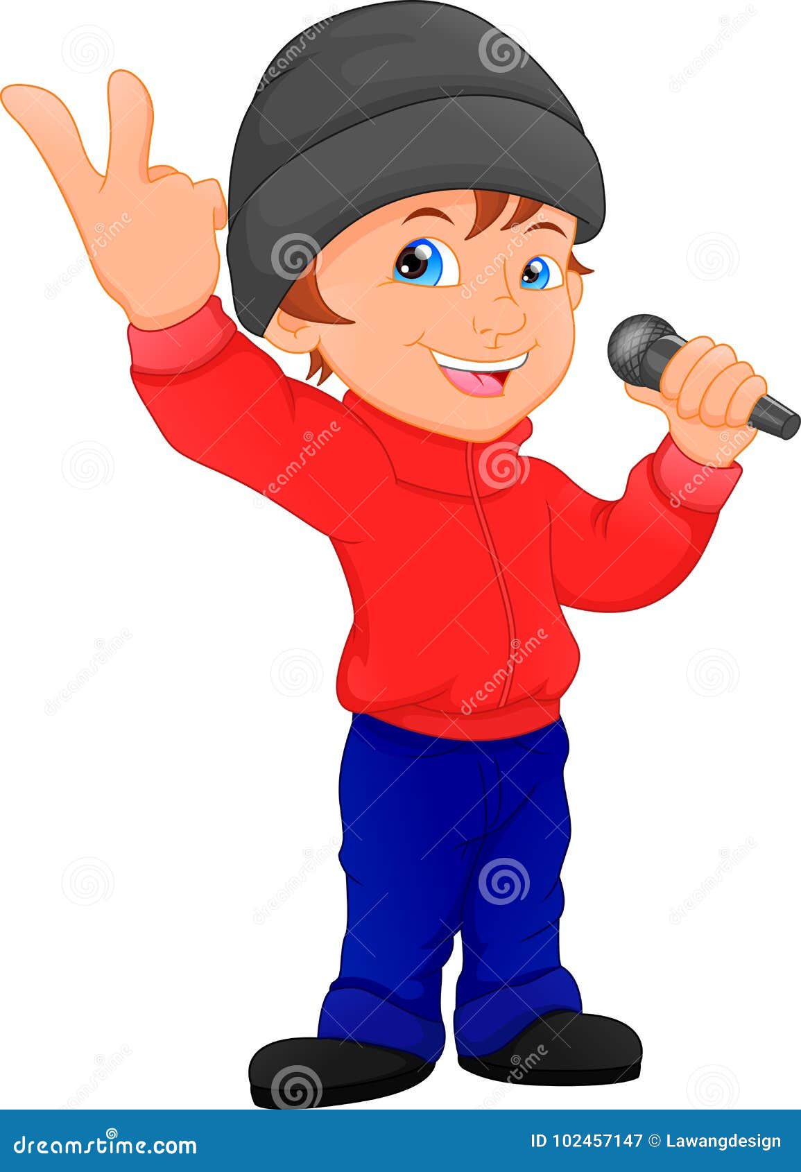 Cute boy singing stock vector. Illustration of little - 102457147