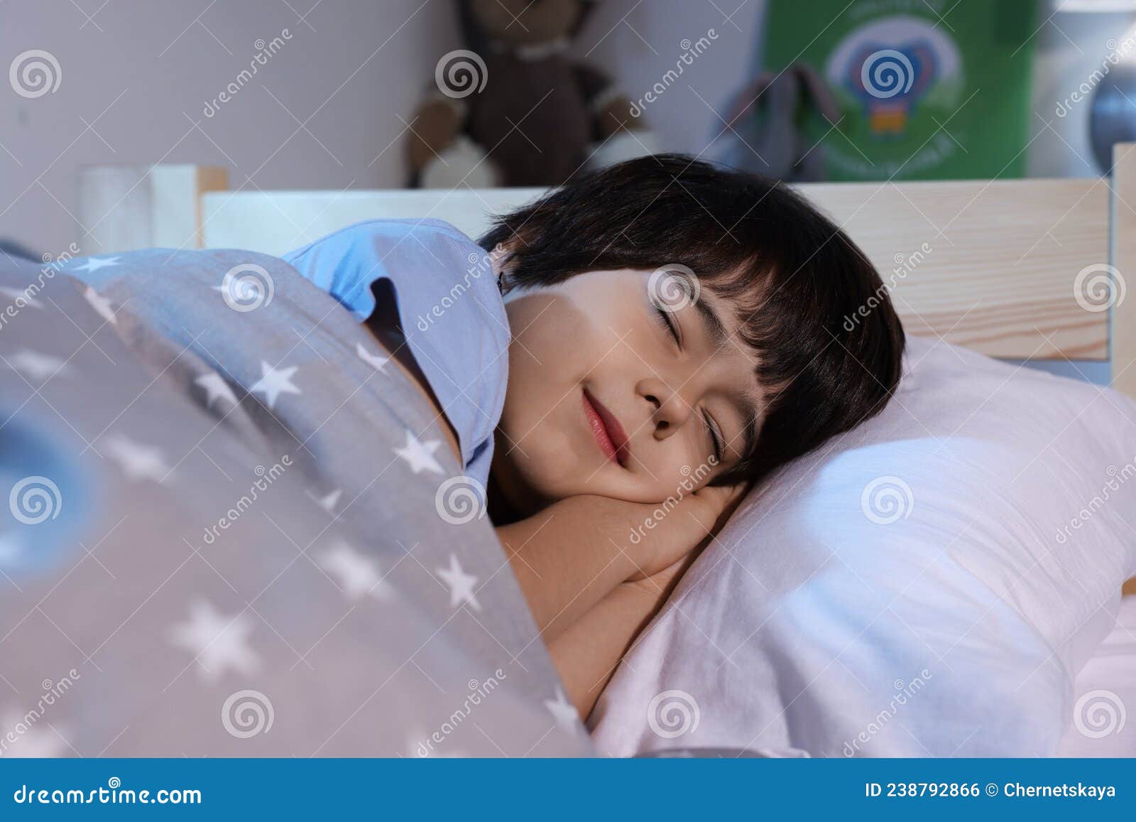 Cute Little Boy Sleeping in Bed at Home Stock Photo - Image of comfort ...
